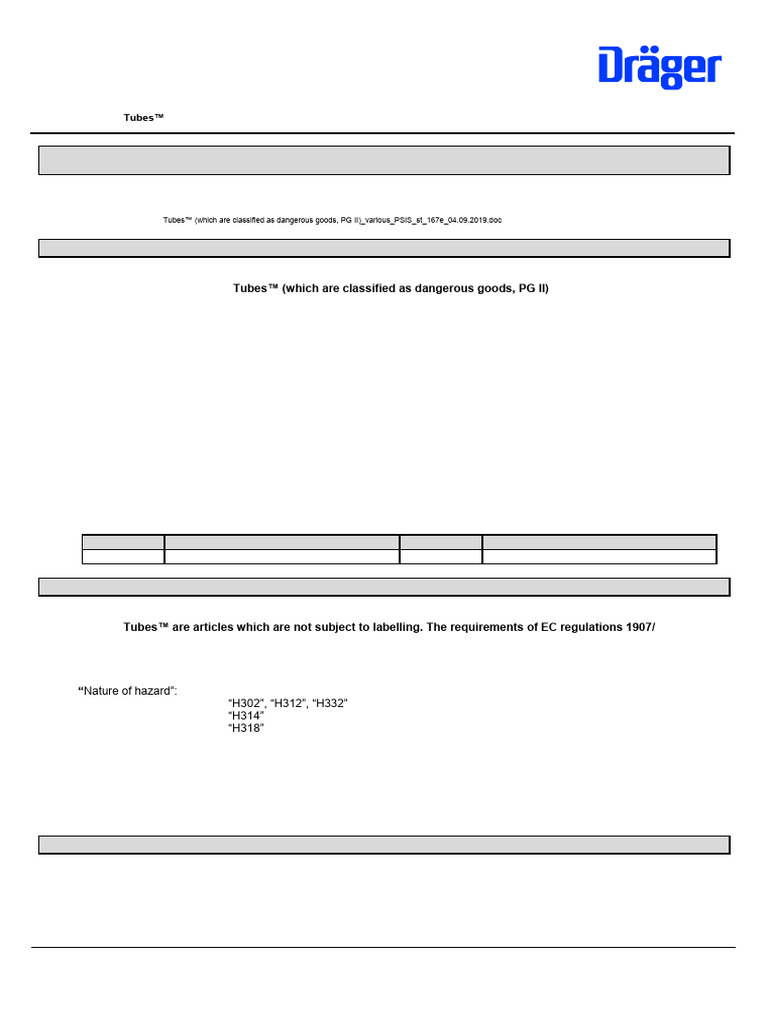 Dräger Tubes Un3260 Pgii Psis en | PDF | Toxicity | Waste