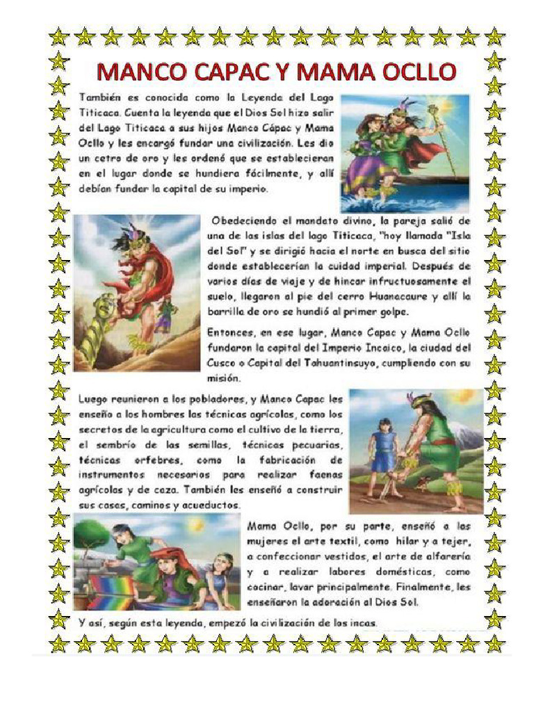 Manco Capac y Mama Ocllo Lectura y Preg | PDF