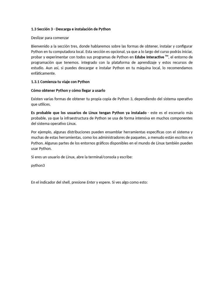 1.3 Descarga e Instalación de Python | PDF | Python (lenguaje de programación) | Archivo de ...