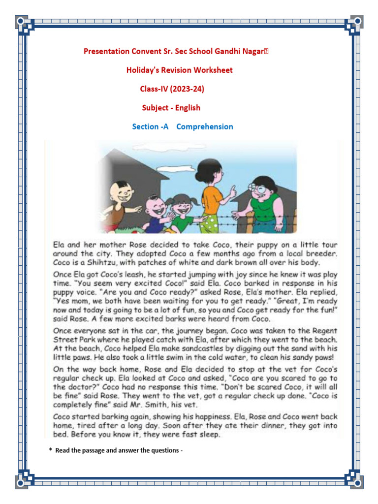 Holiday'SRevision Worksheet Class IV | PDF