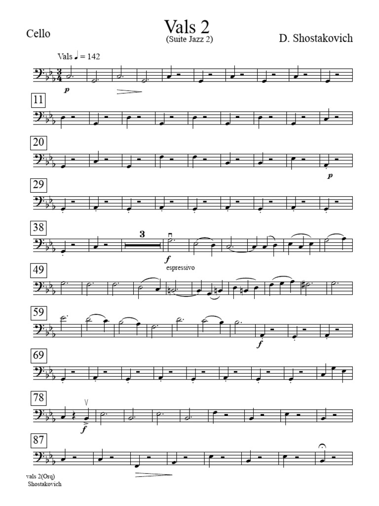 Shostakovich Vals 2 Orq Cello (2022 - 04 - 19 05 - 06 - 22 UTC) | PDF