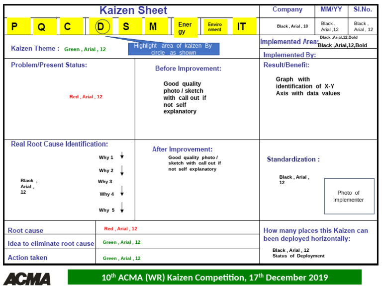 Presentation Format For 10th Kaizen Competition | PDF