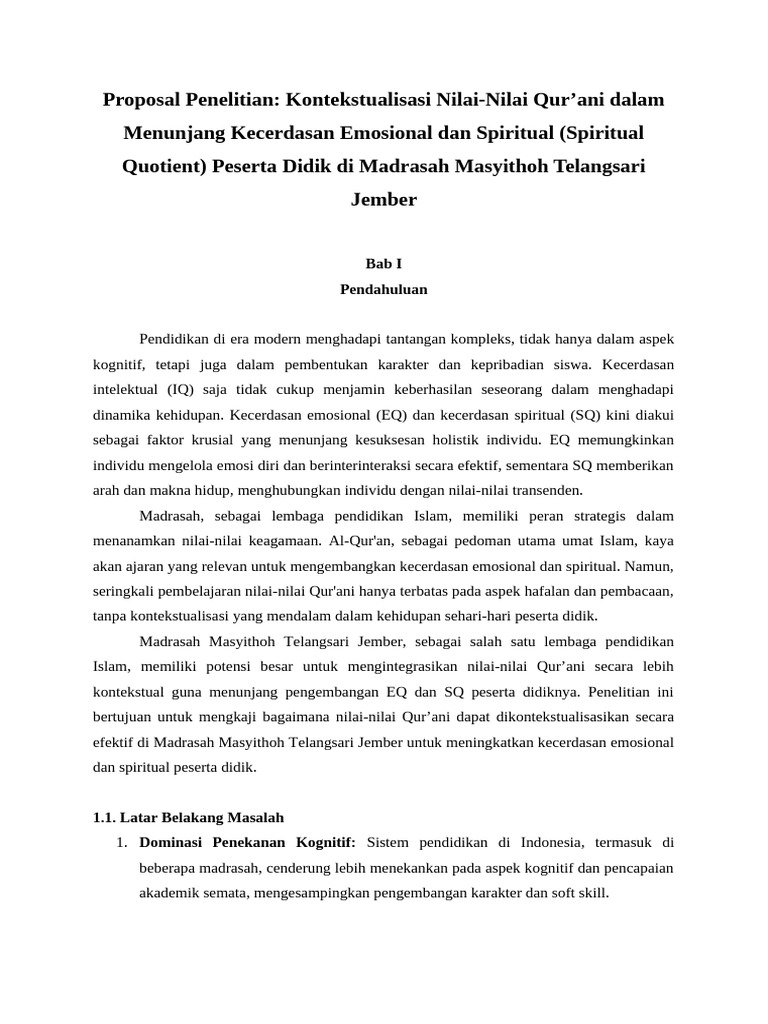 Contoh Singkat Proposal Tesis Pak Anam REvisi | PDF