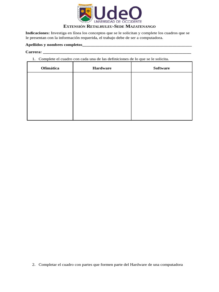 Actividad No. 1 Descripci-N Hardware y Software | PDF