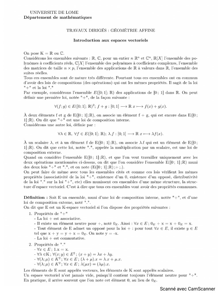 MTH 108 Cours Complet | PDF