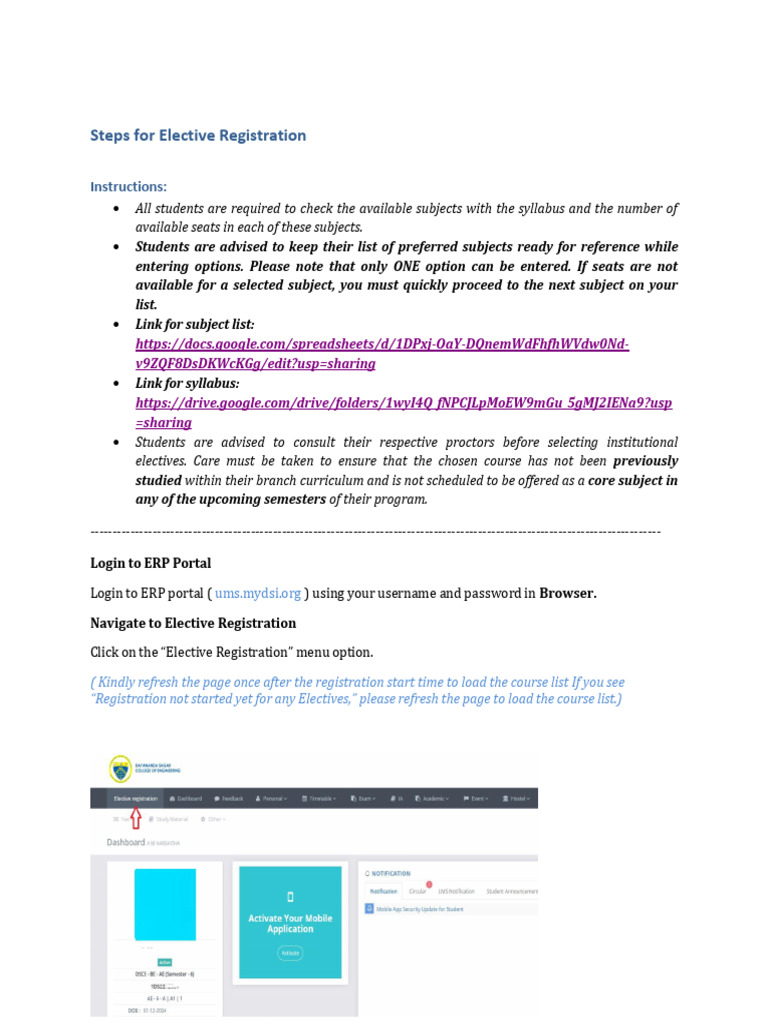 Elective - Registration - Steps & Instruction-July2025 | PDF