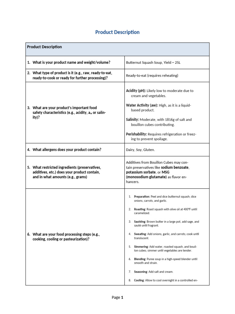 Butternut Squash Food Safty Plan | PDF | Refrigerator | Food And Drink ...