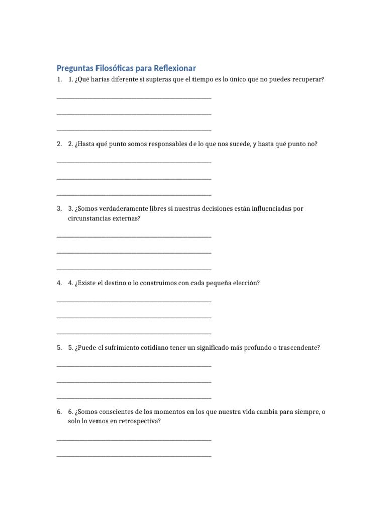 Preguntas Filosóficas para Reflexionar | PDF