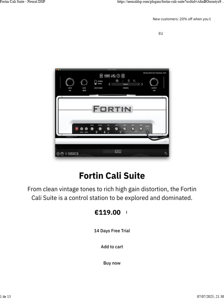 Fortin Cali Suite - Neural DSP | PDF | Amplifier | Equalization (Audio)