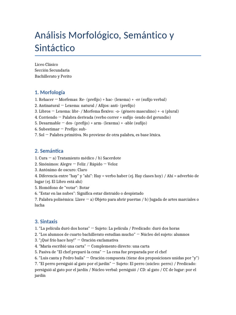 Analisis Morfologico Sintactico Semantico | PDF