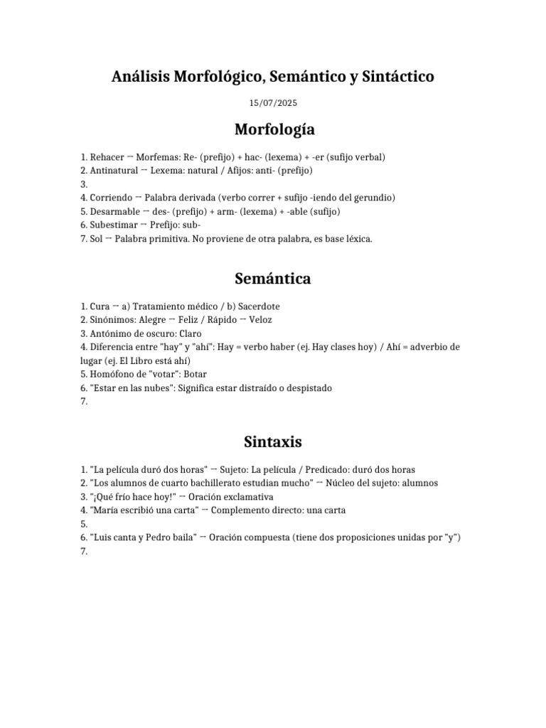 Morfologia, Semantica, Sintaxis Victor Mejia 6TO PC | PDF