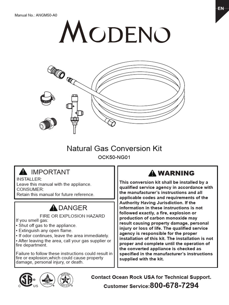 OCK50-NG01 50000 BTU Natural Gas Conversion Kit Owner's Manual (2020 ...
