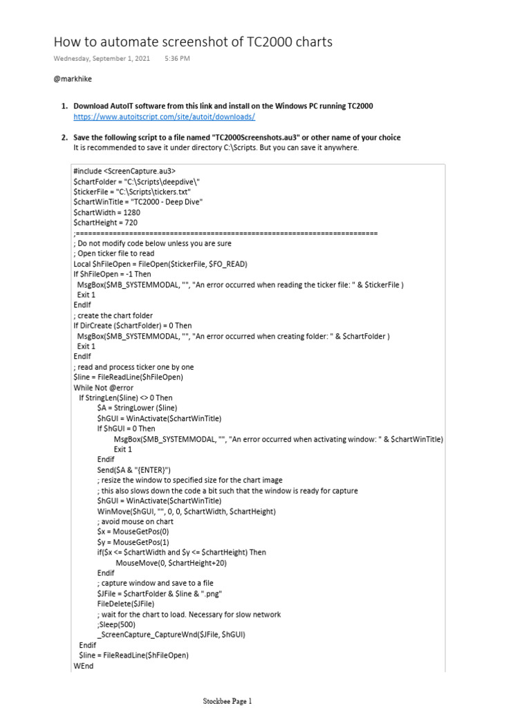 How To Automate Screenshot of TC2000 Charts | PDF | Computer File ...