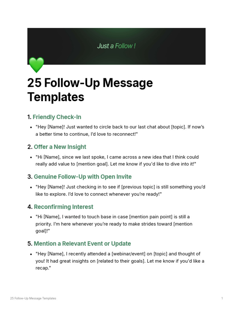 Follow Up's Template Aishwary | PDF