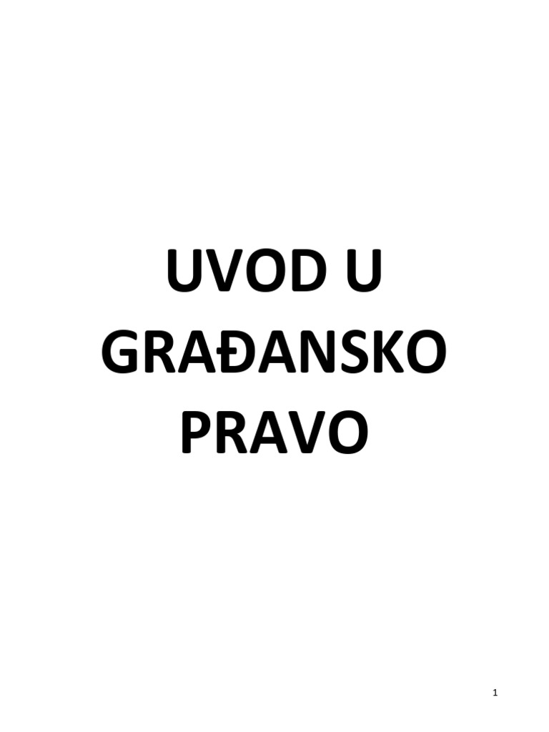 Skripta Uvod U Gradjansko I Stvarno Pravo Sktipta | PDF