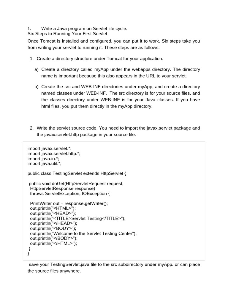 Java Program On Servlet Life Cycle | PDF | Software Engineering | Computing