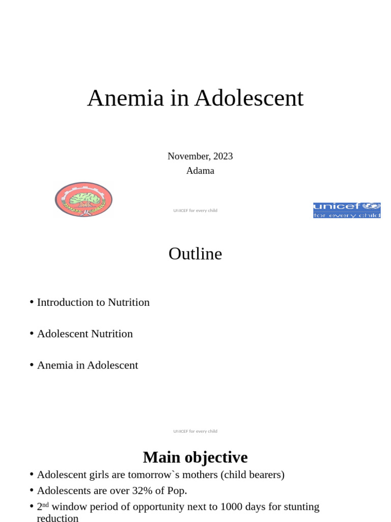 Introduction To Anemia in Adolescent | PDF | Human Nutrition | Malnutrition