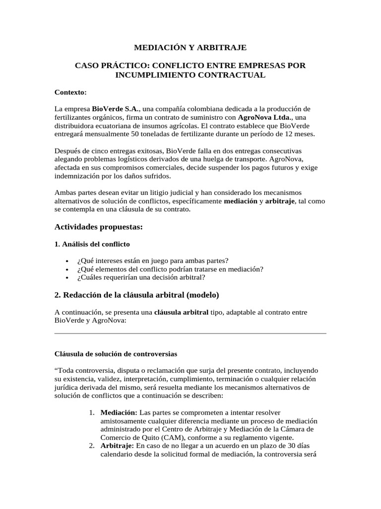 Mediación y Arbitraje Caso Practico Sobre 15 Puntos | PDF | Arbitraje | Mediación