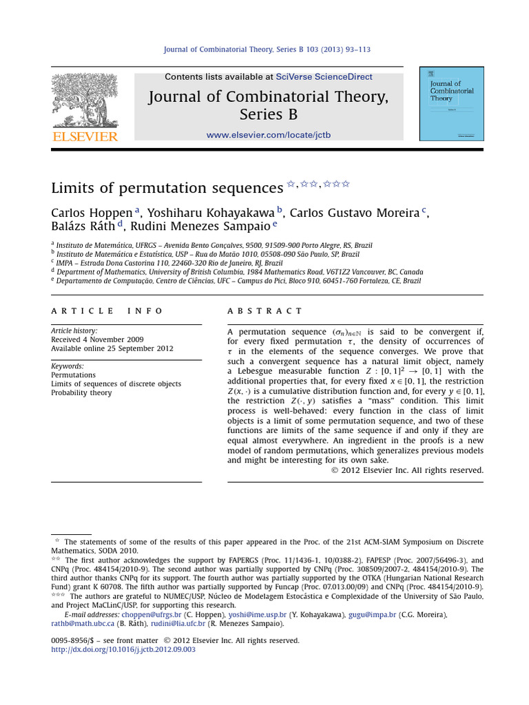 Limits of Permutation Sequences | PDF | Mathematical Objects | Functions And Mappings