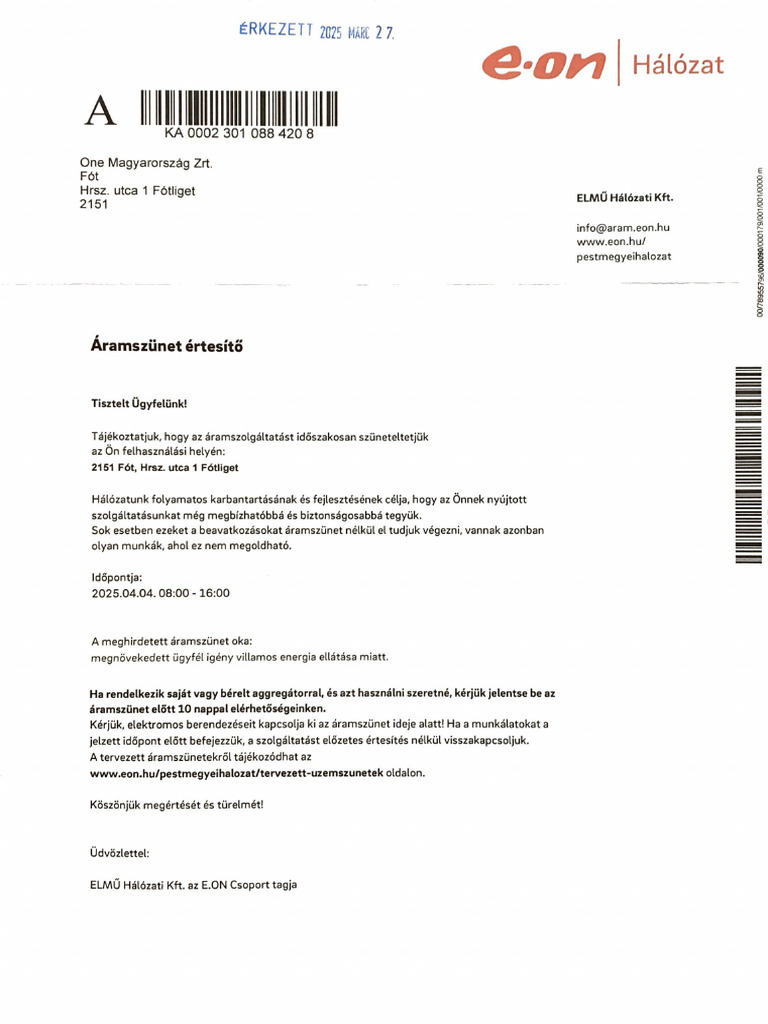 Áramszünet 2025. 04. 04. Péntek | PDF