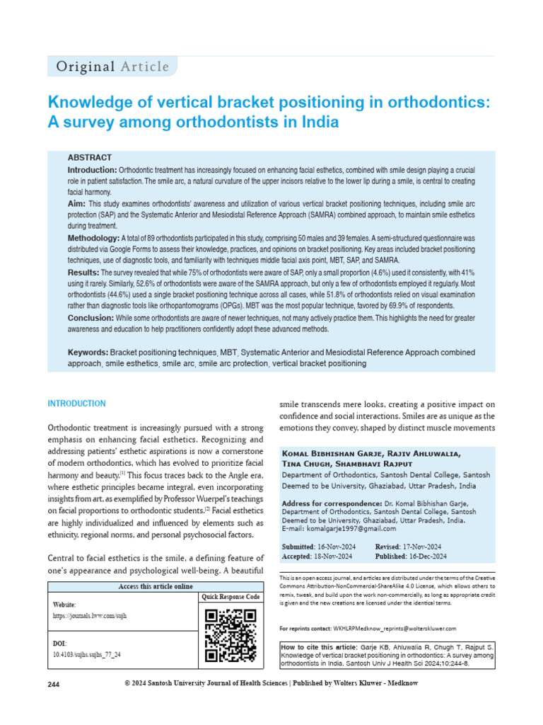 Vertical Bracket Positioning in Orthodontics | PDF | Orthodontics ...