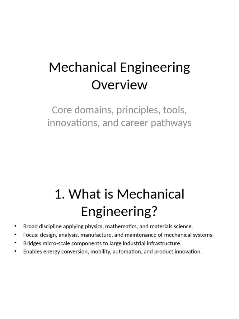 Mechanical Engineering Overview | PDF | Mechanical Engineering | Fluid ...