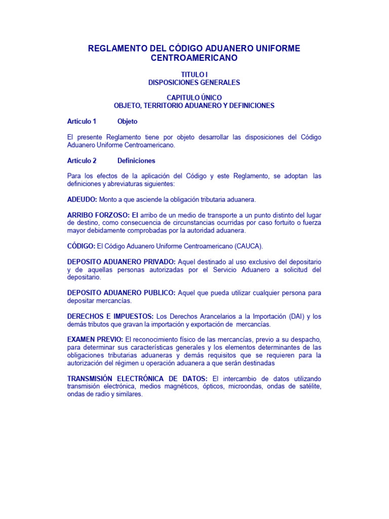 Reglamento Del Codigo Aduanero Uniforme Centroamericano (RECAUCA) | PDF | aduana | Contabilidad