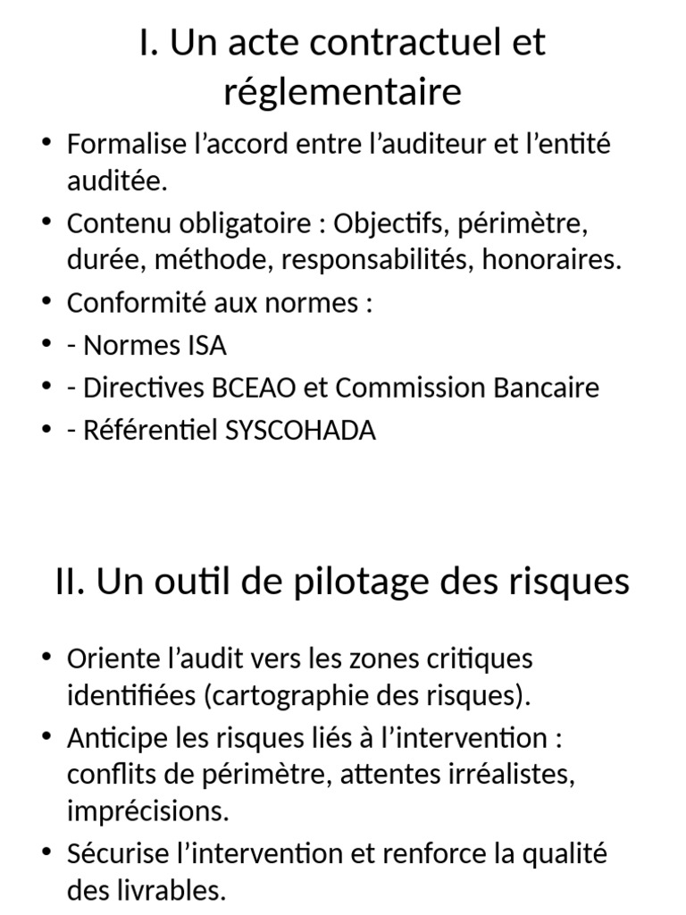 Acte contractuel en audit : enjeux et normes | PDF