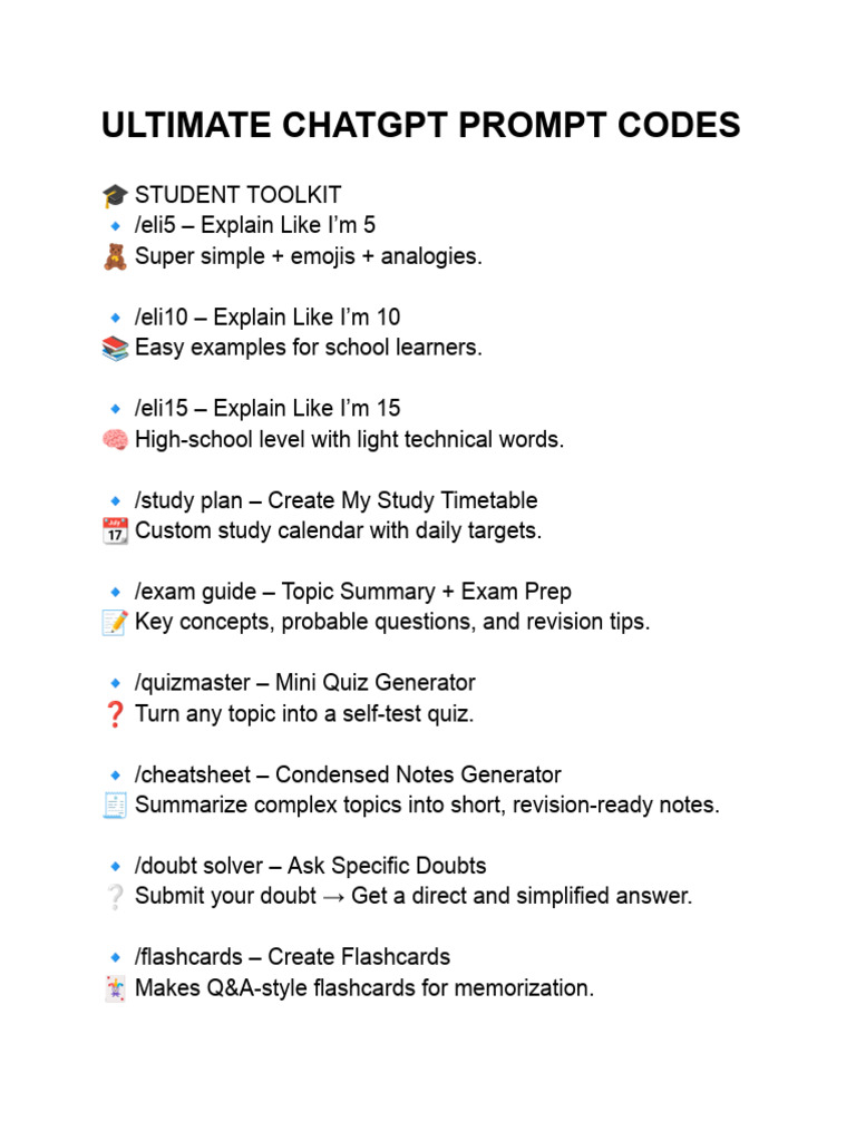 Ultimate Chatgpt Prompt Codes | PDF | Human Communication