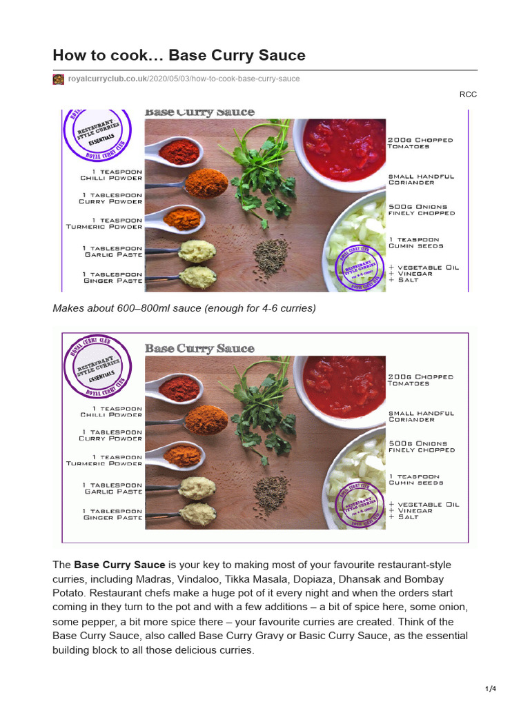 How To Cook Base Curry Sauce. Royalcurryclub - Co.uk | PDF | Curry ...