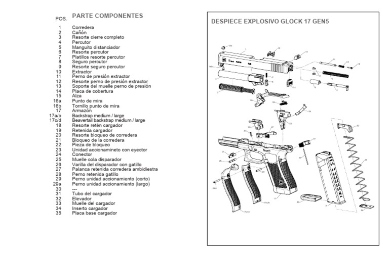 Exploded Drawing - G17 Gen5español | PDF | Proyectiles | Armas de ...