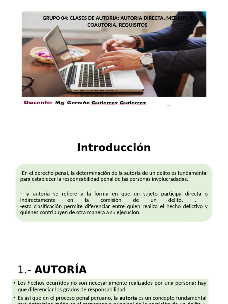 Autoria y Clases. | PDF | Intención (Derecho Penal) | Derecho penal