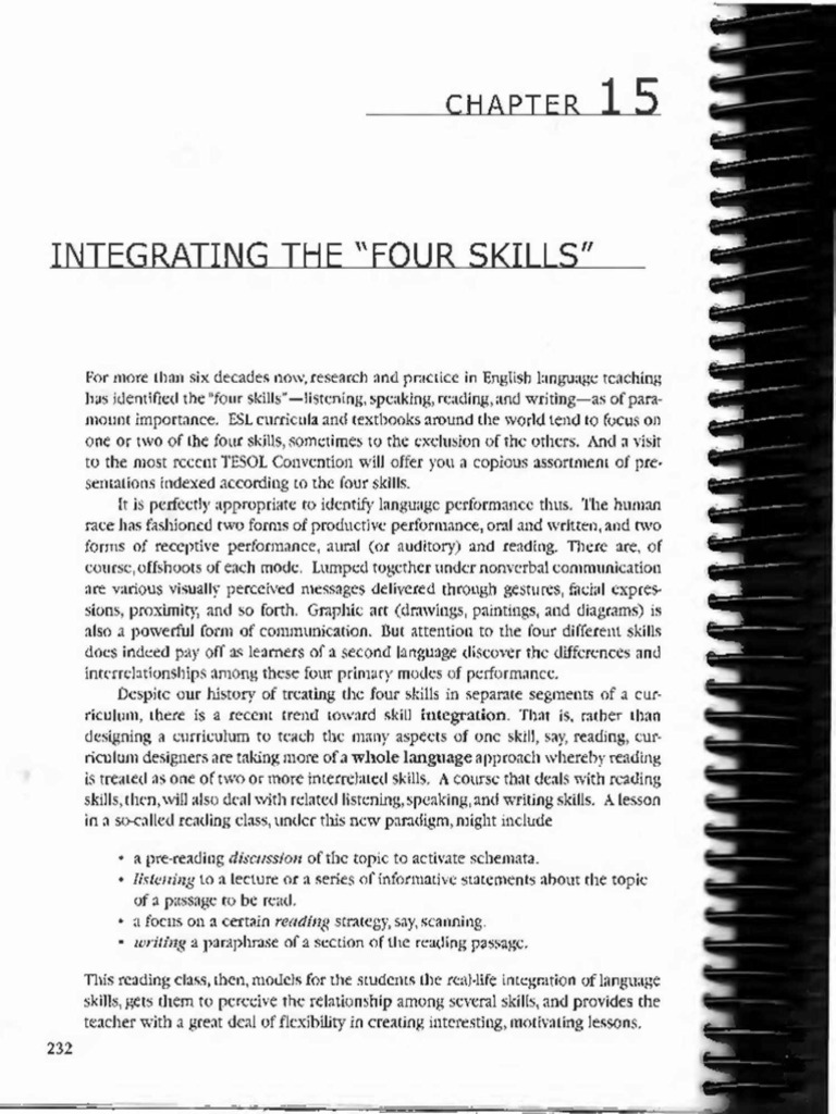 Integrating Four Language Skills in ESL | PDF | Curriculum | Human ...