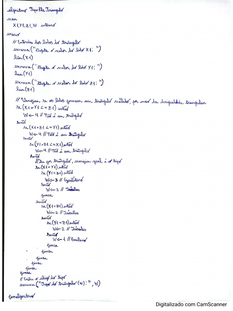 Algoritmo - Tipo de Triângulo | PDF
