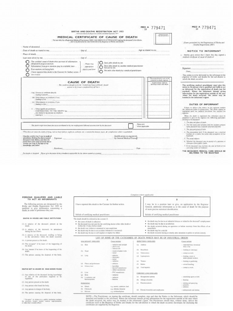Death Certificate | PDF | Government Information | Health Care