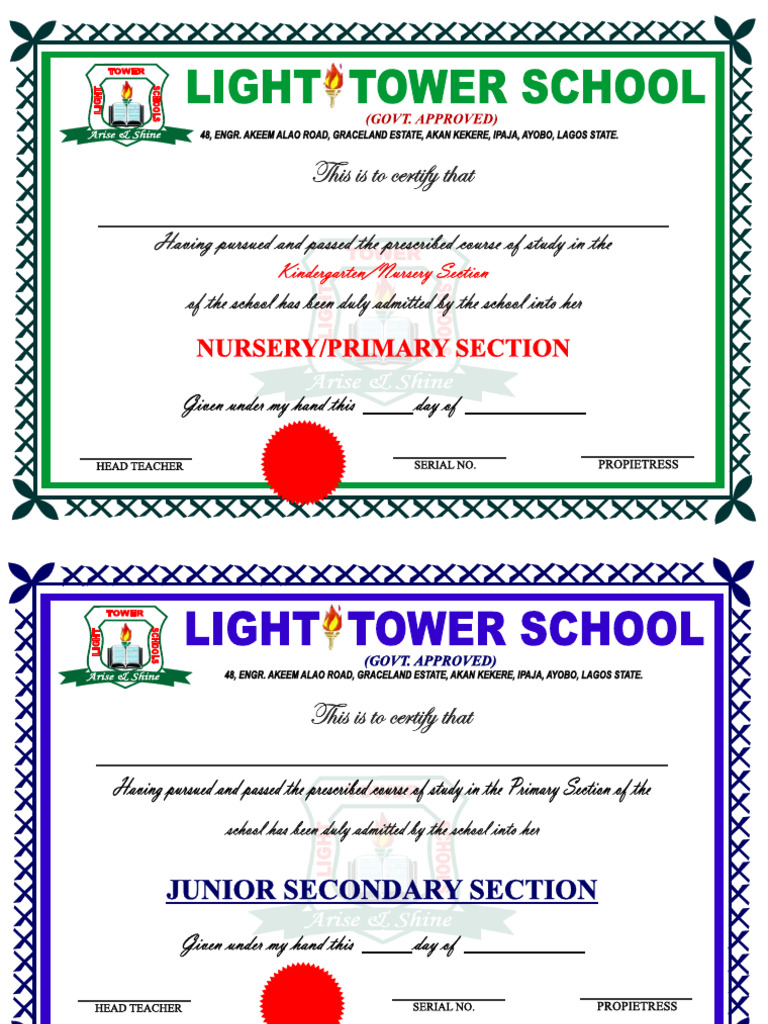 Light Tower Certificate-1 | PDF