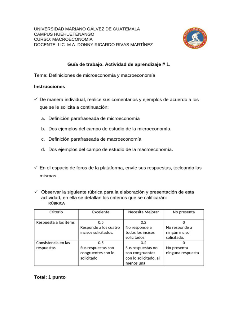 Guia Actividad # 1 Macro | PDF