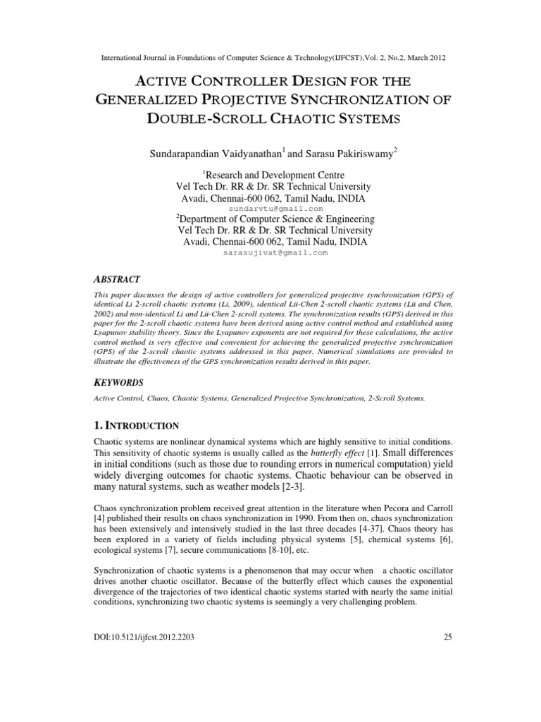 Active Controller Design For The Generalized Projective Synchronization
