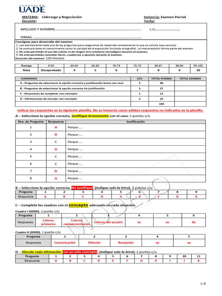 Formato de Examen Parcial (LyN) | PDF | Color