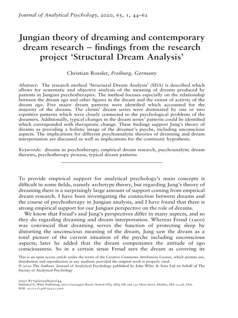 Jungian Theory of Dreaming and Contemporary Dream Research - Findings ...