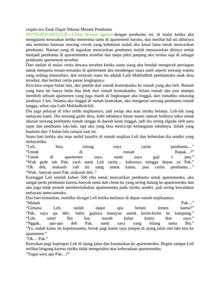 Sex Enak Dapat Nikmat Memek Pembantu | PDF