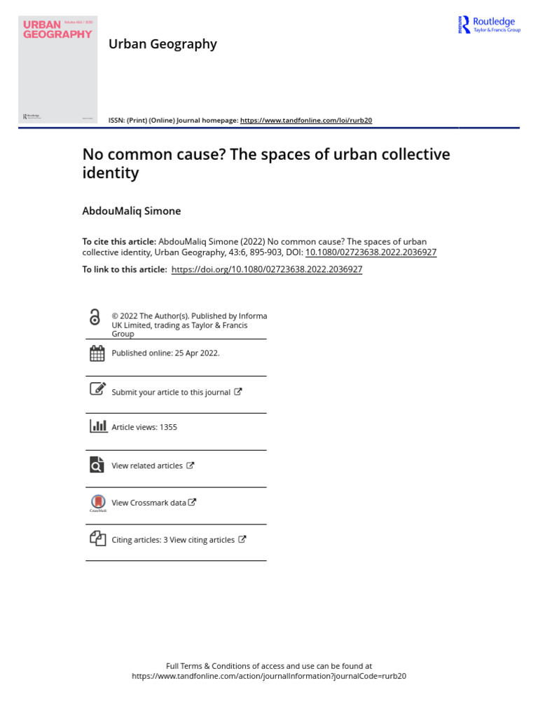 No Common Cause The Spaces of Urban Collective Identity | PDF