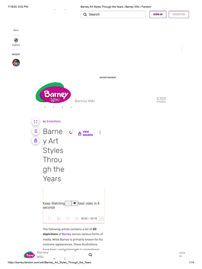 Barney Art Styles Over the Years | PDF