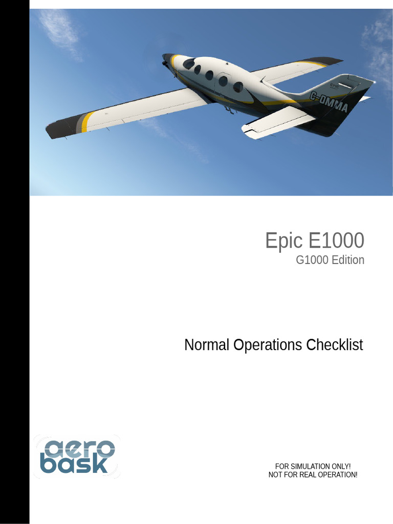 Epic E1000 G1000 Normal Checklist | PDF | Landing Gear | Switch