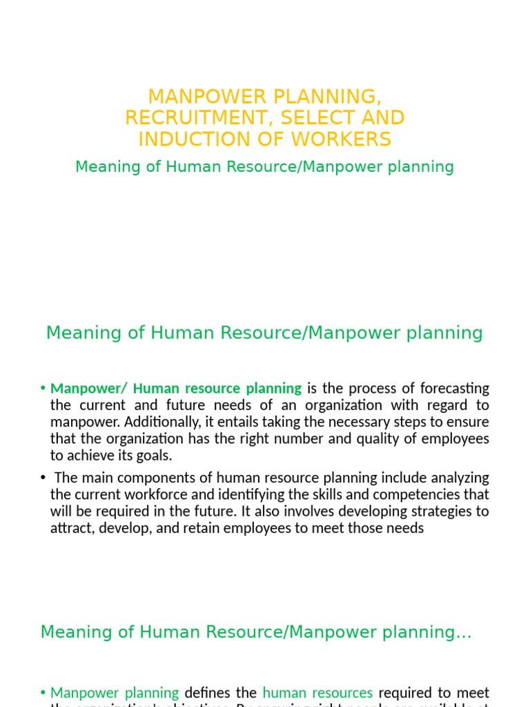 Lecture 5 Manpower Planning, Recruitment, Select and Induction | PDF | Human Resources | Human ...