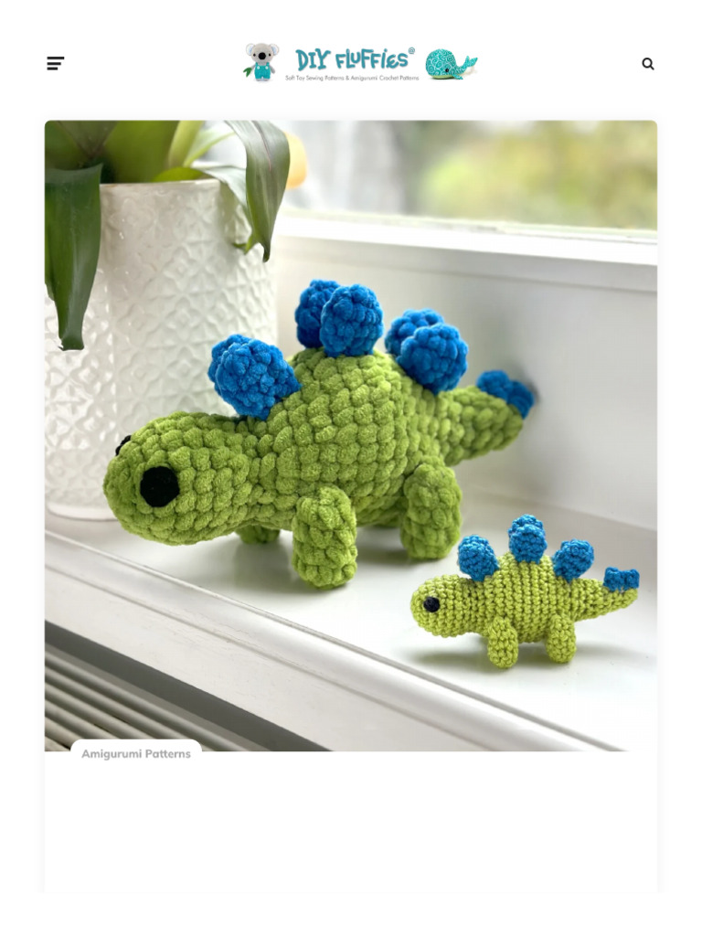 Dinosaur Crochet Pattern - DIY Fluffies Amigurumi Stegosaurus | PDF