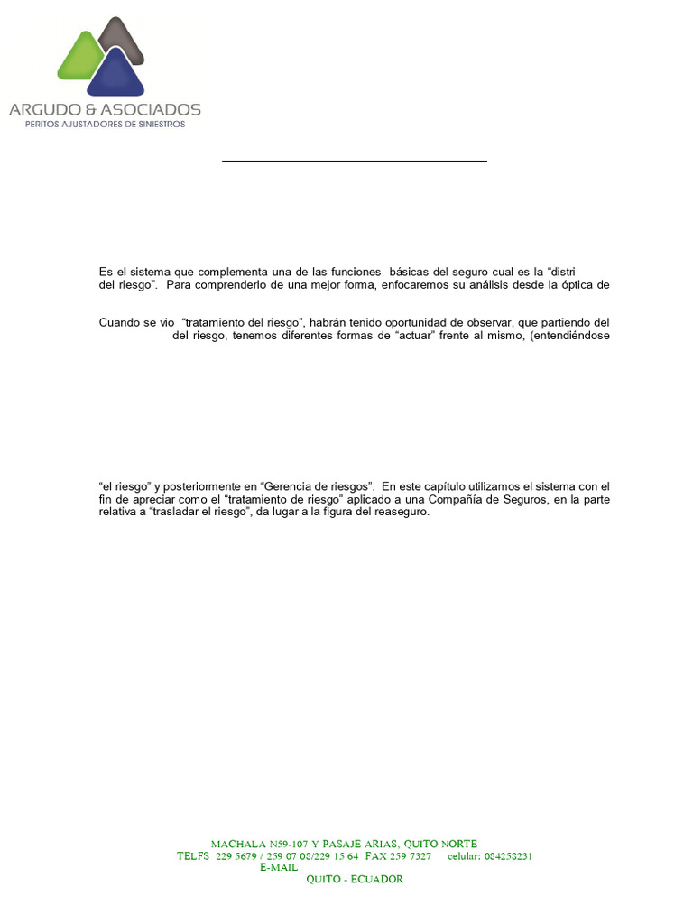 SEMINARIO BÁSICO DE REASEGUROS, Monografía | PDF | Reaseguro | Seguro