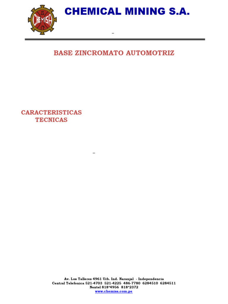 Base Zincromato AUTO | PDF | Pintar | Sustancias químicas