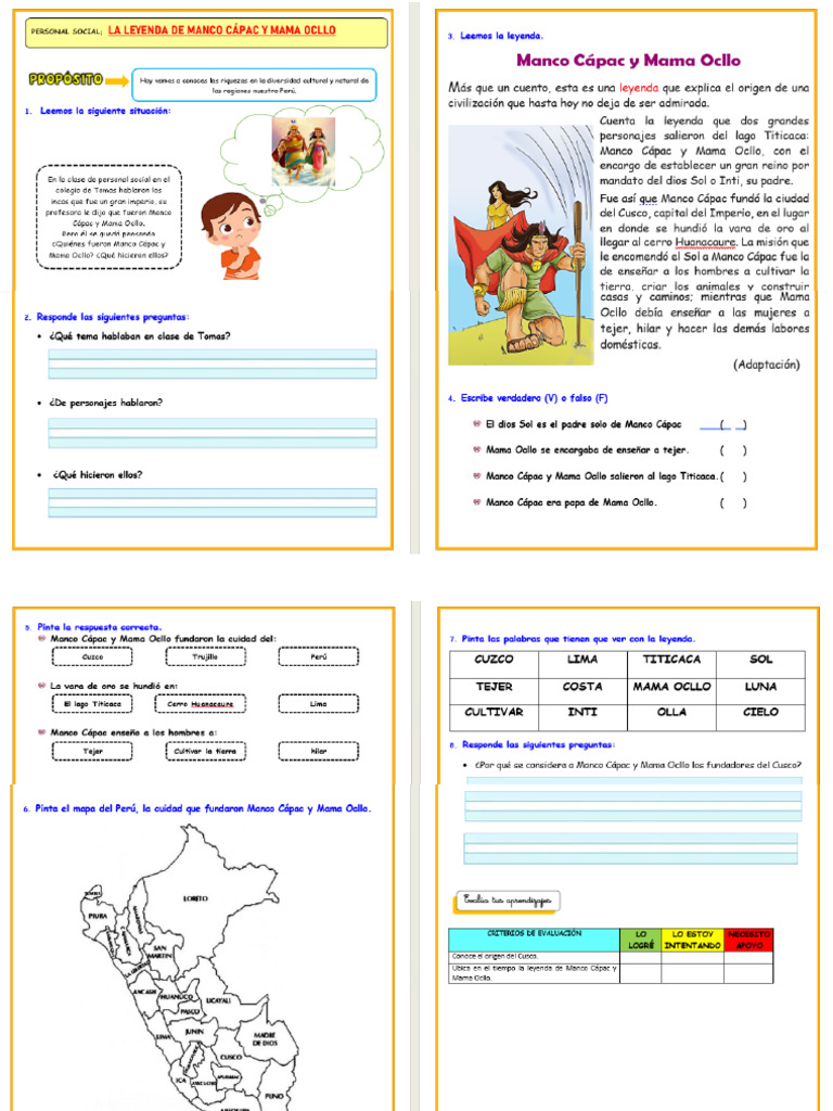16-07-25 Ficha de P. S La Leyenda de Manco Capac | PDF