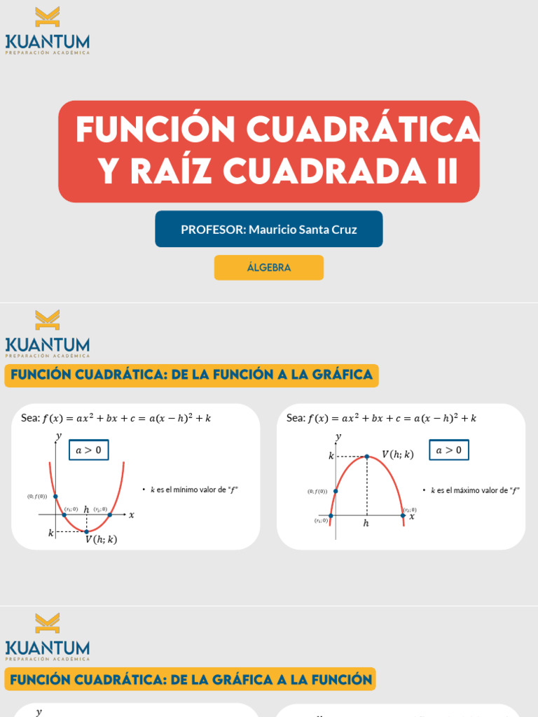 Álgebra Función Cuadrática y Raíz Cuadrada II | PDF | Ecuaciones ...